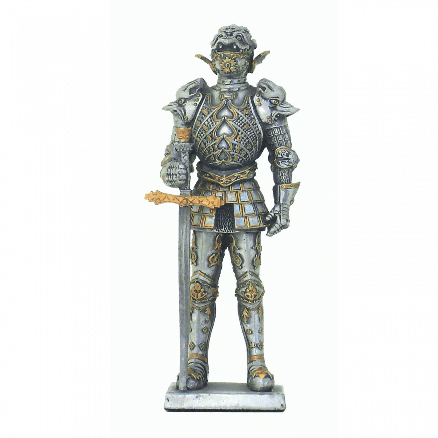 Statuette - Noble chevalier avec son épée et son armure dorée ...
