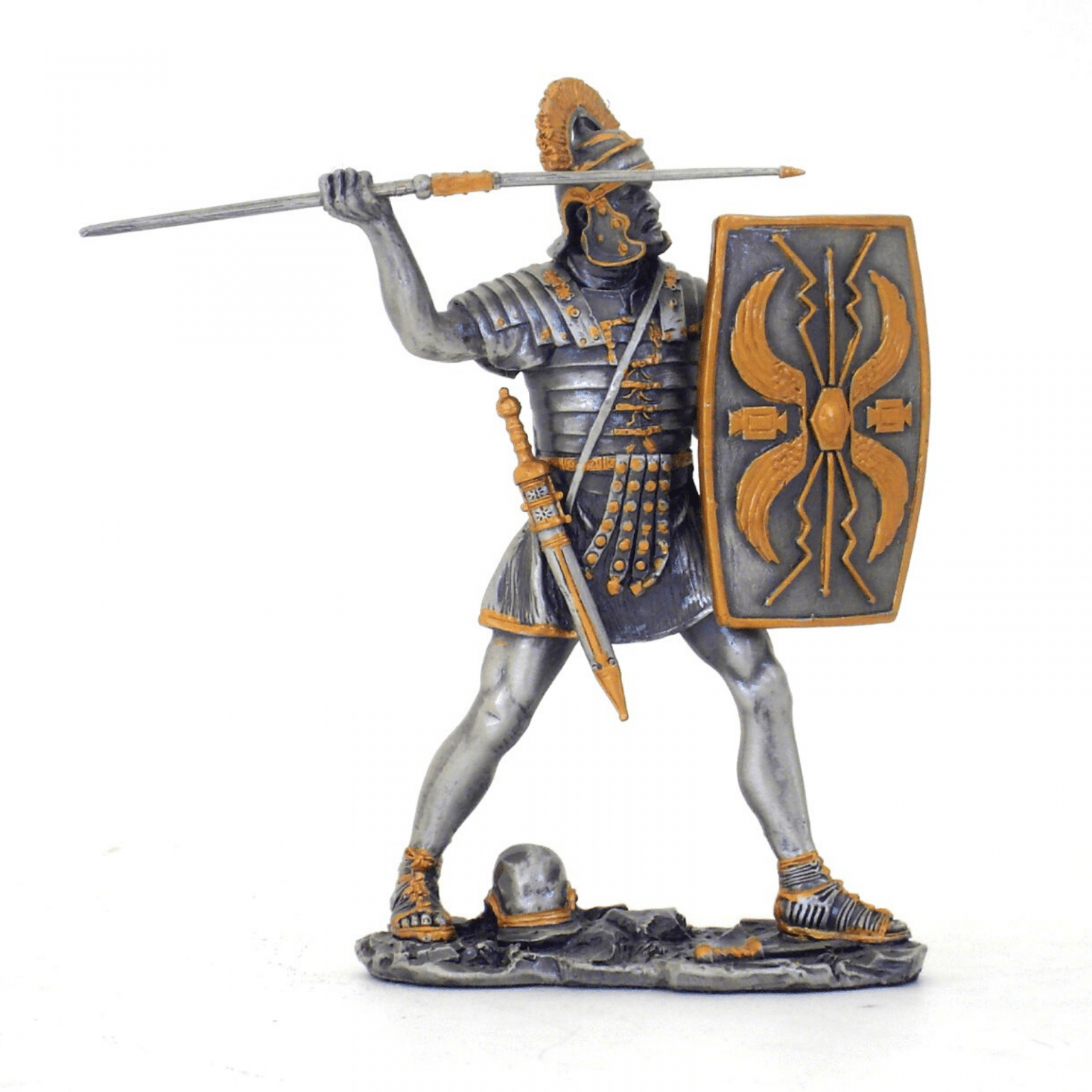 Statuette en Etain Soldat Romain au Combat