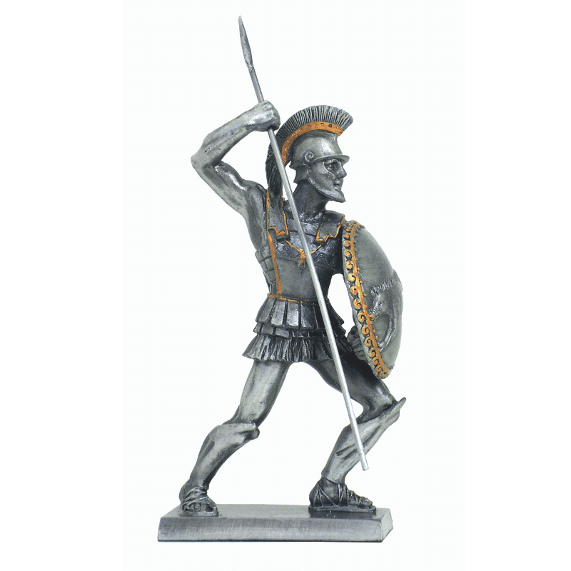 Statuette - Soldat spartiate à l'assaut avec sa lance - Statuette.fr