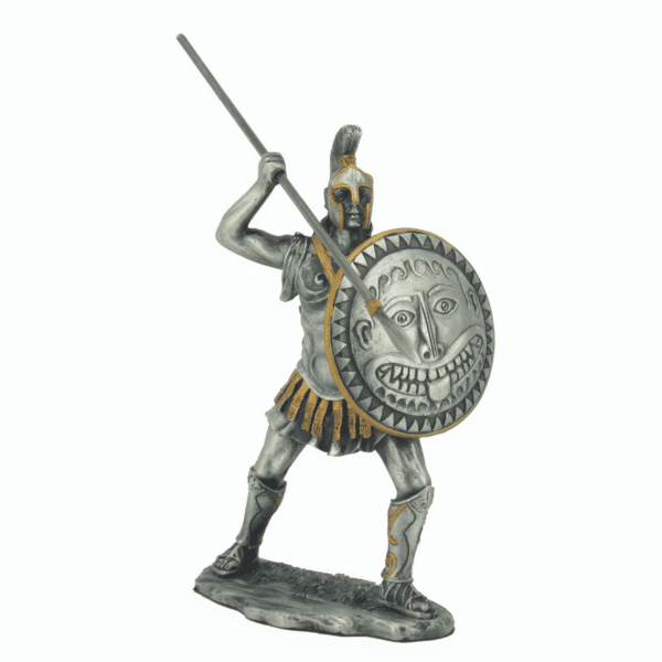 Statuette - Guerrier spartiate à l'assaut avec sa lance - Statuette.fr
